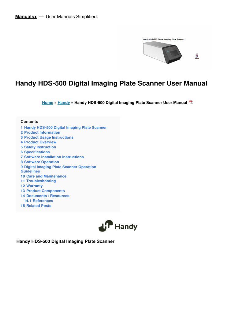 Handy HDS-500 Scanner User Manual | PDF | Electrostatic Discharge ...