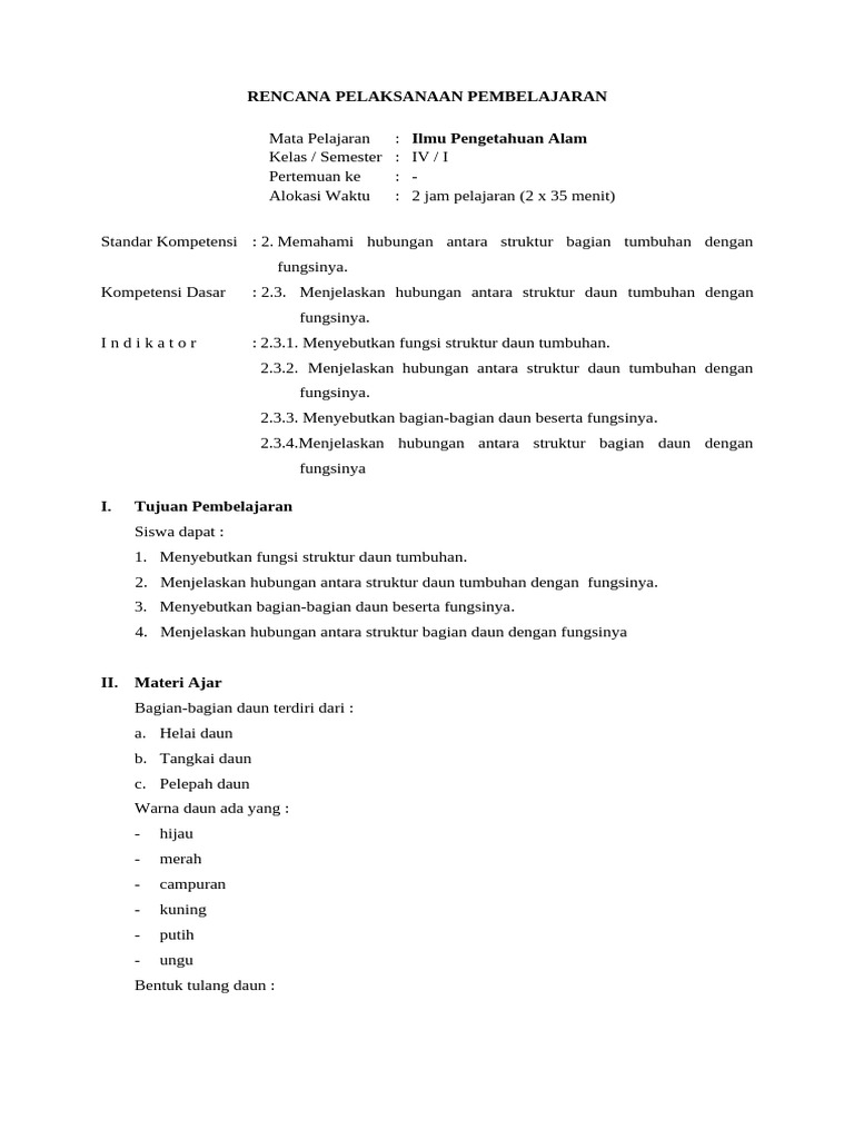 Ipa SMT 1 - Struktur Daun | PDF