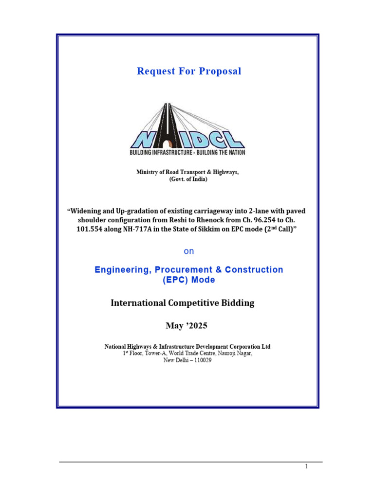 Request For Proposal: Engineering, Procurement & Construction (EPC) Mode | PDF | Joint Venture ...