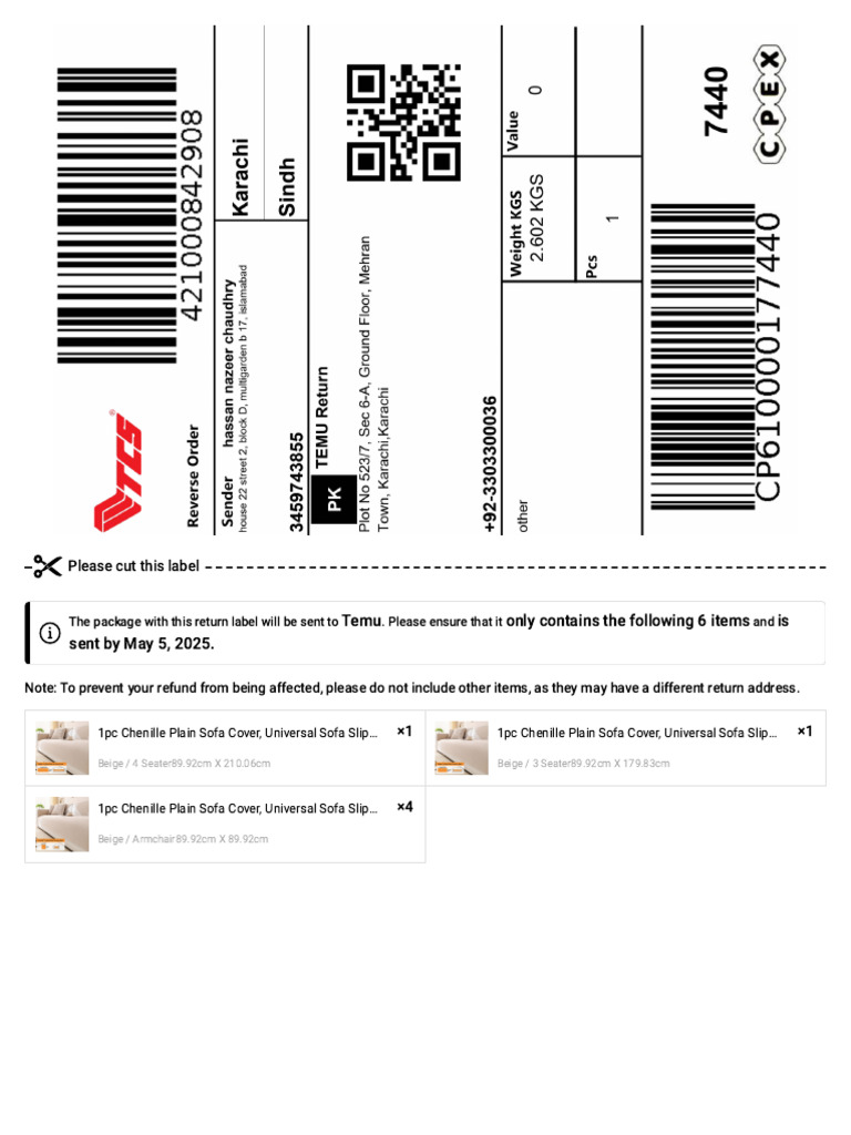 Temu Furniture Return Instructions | PDF