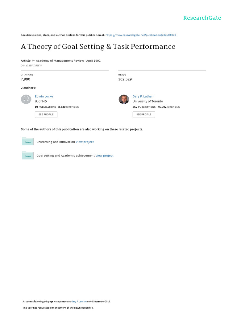 Goal Setting Theory and Performance Insights | PDF | Goal Setting | Goal