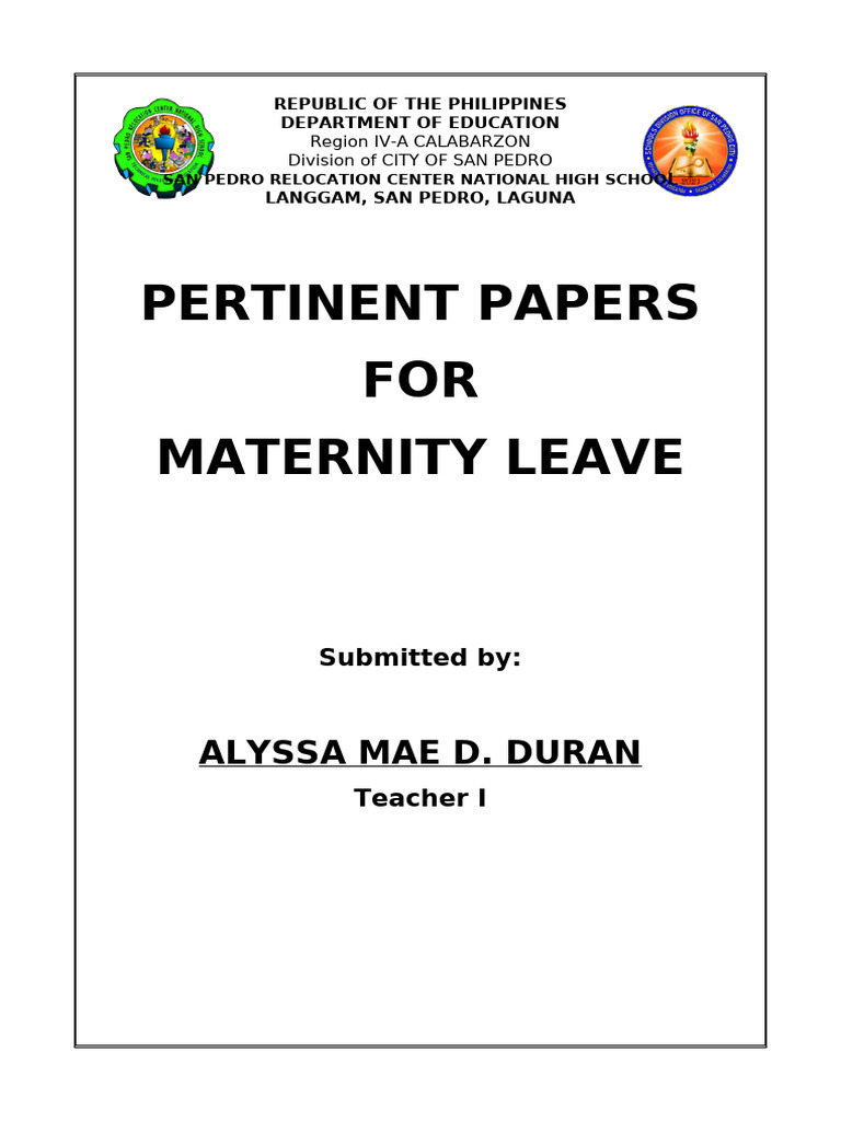 Cover Page For Maternity Leave | PDF