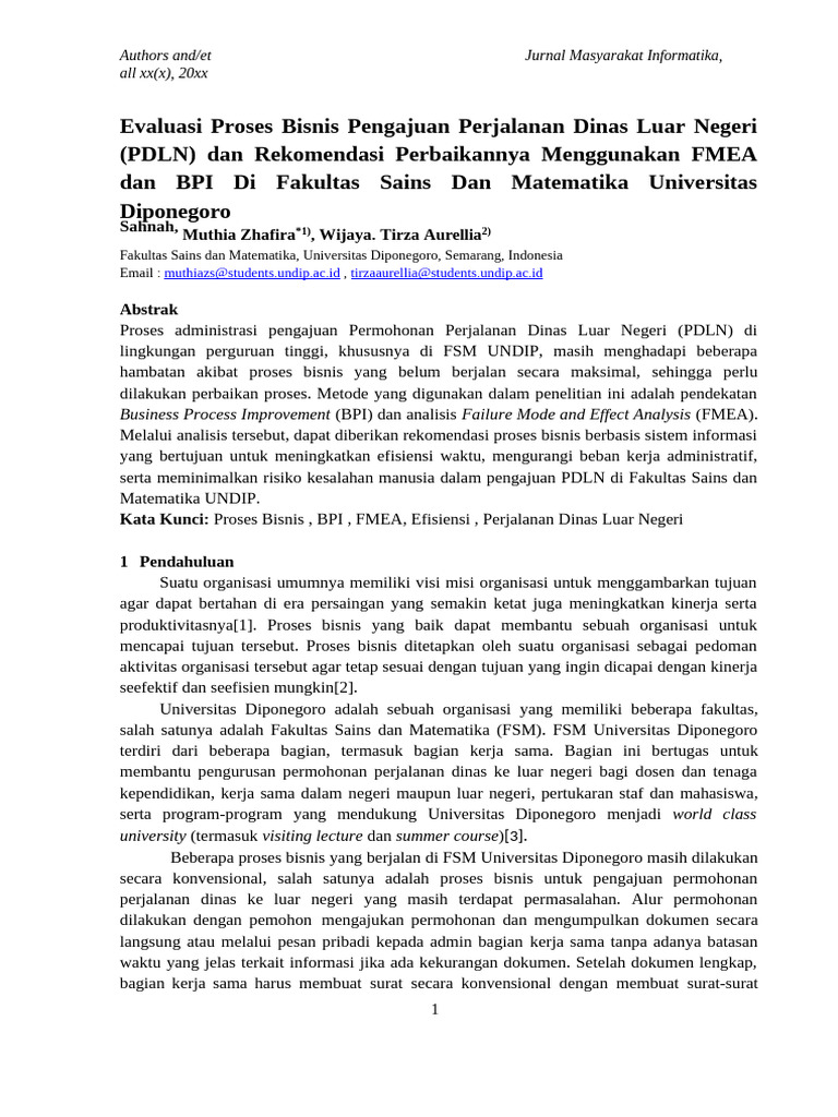 Artikel Ilmiah Tugas MPI Evaluasi Proses Bisnis Pengajuan PDLN Revisi | PDF