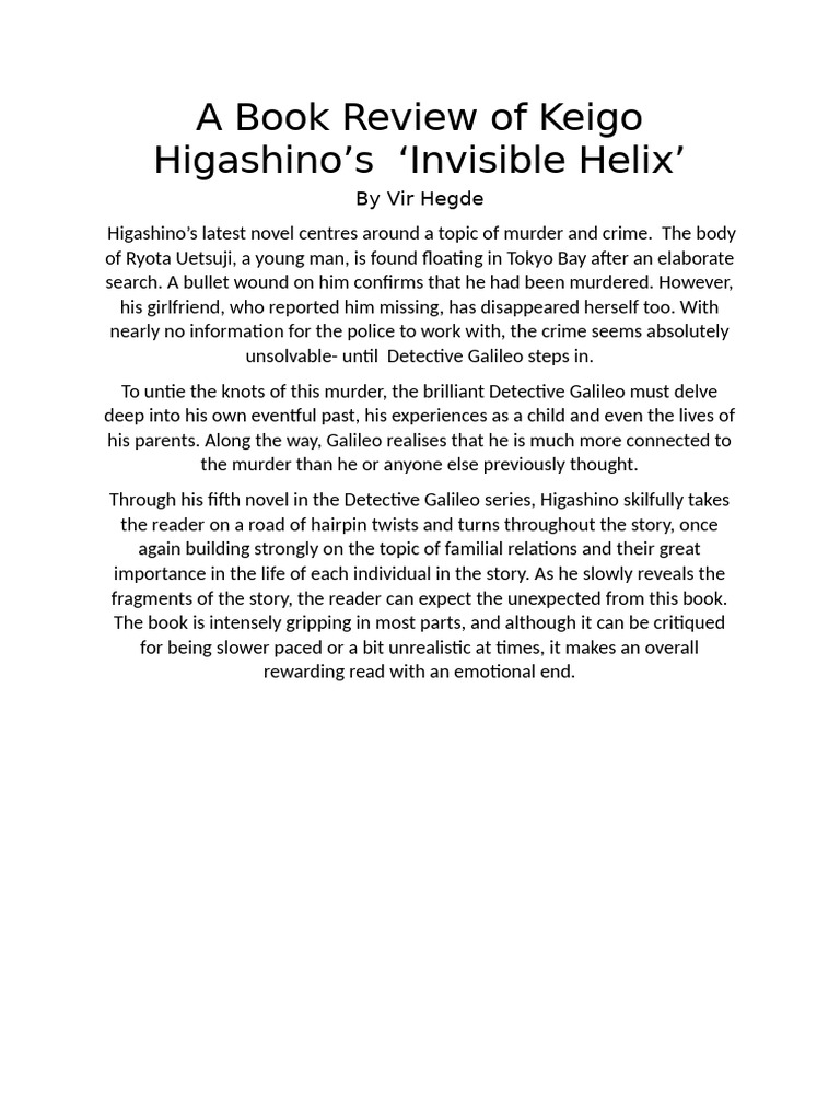 A Book Review of Keigo Higashino | PDF
