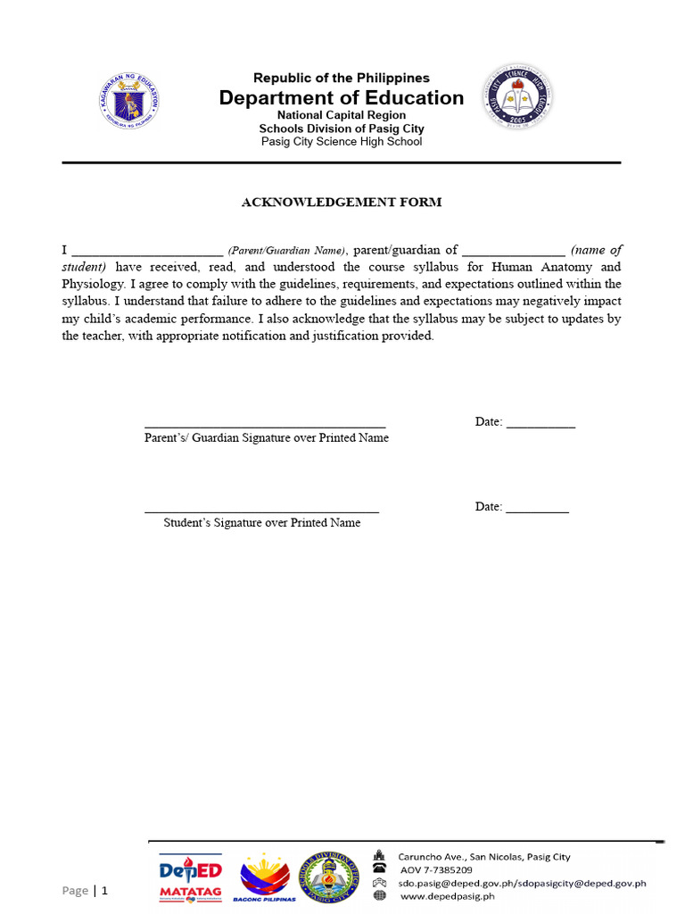Acknowledgement Form | PDF
