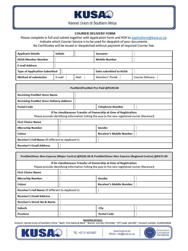 Courier Delivery Form December 2022 | PDF | Courier | Service Industries