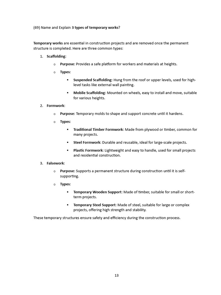 Types of Temporary Works in Construction | PDF | Scaffolding | Building ...