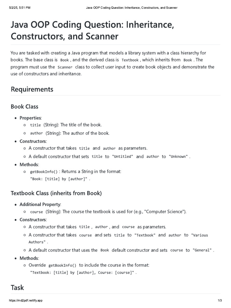 Java OOP Coding Question - Inheritance, Constructors, and Scanner | PDF | Computer Programming ...