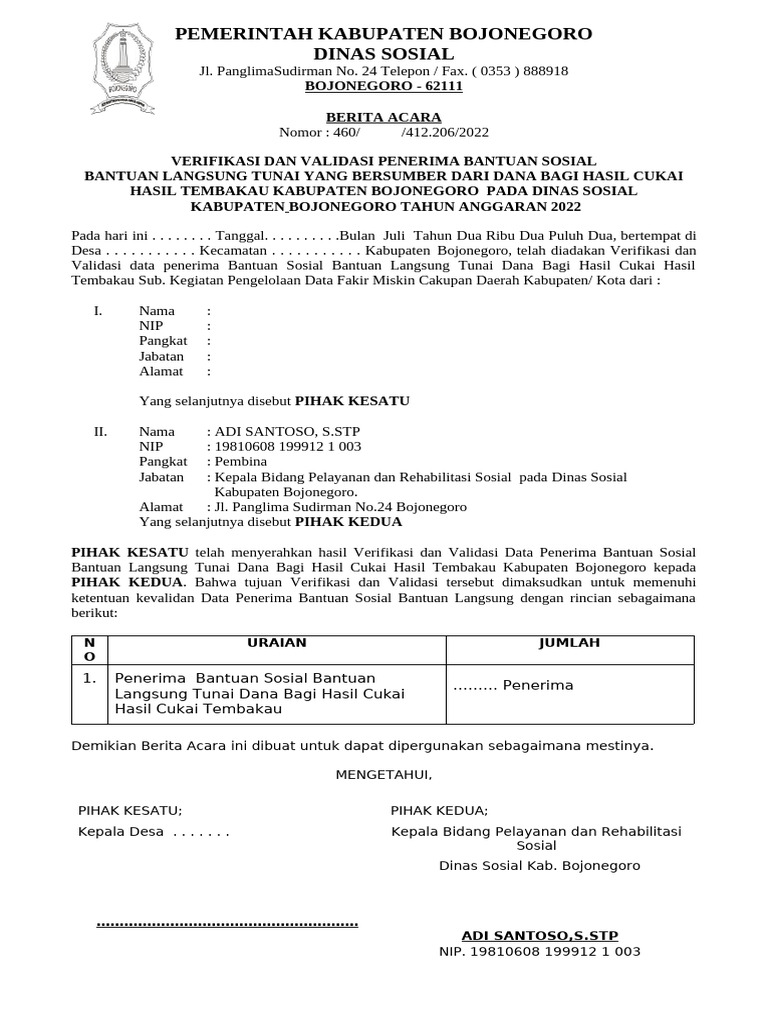 Berita Acara Validasi Dan Verifikasi | PDF