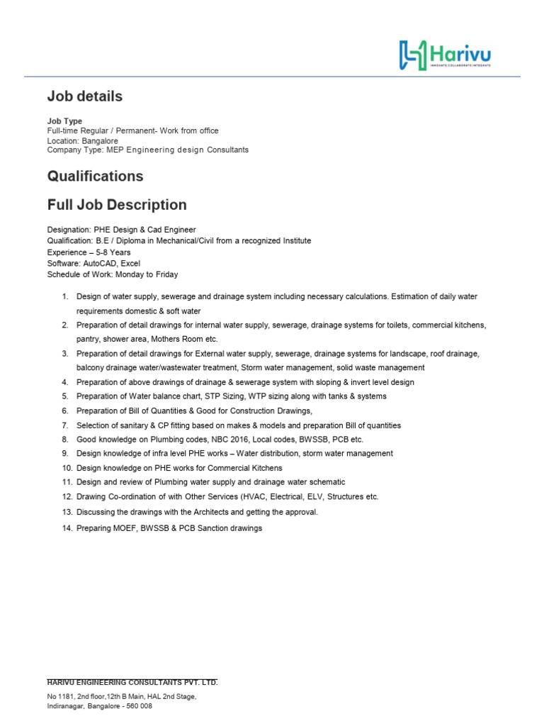 JD - PHE Design CAD Engineer | PDF