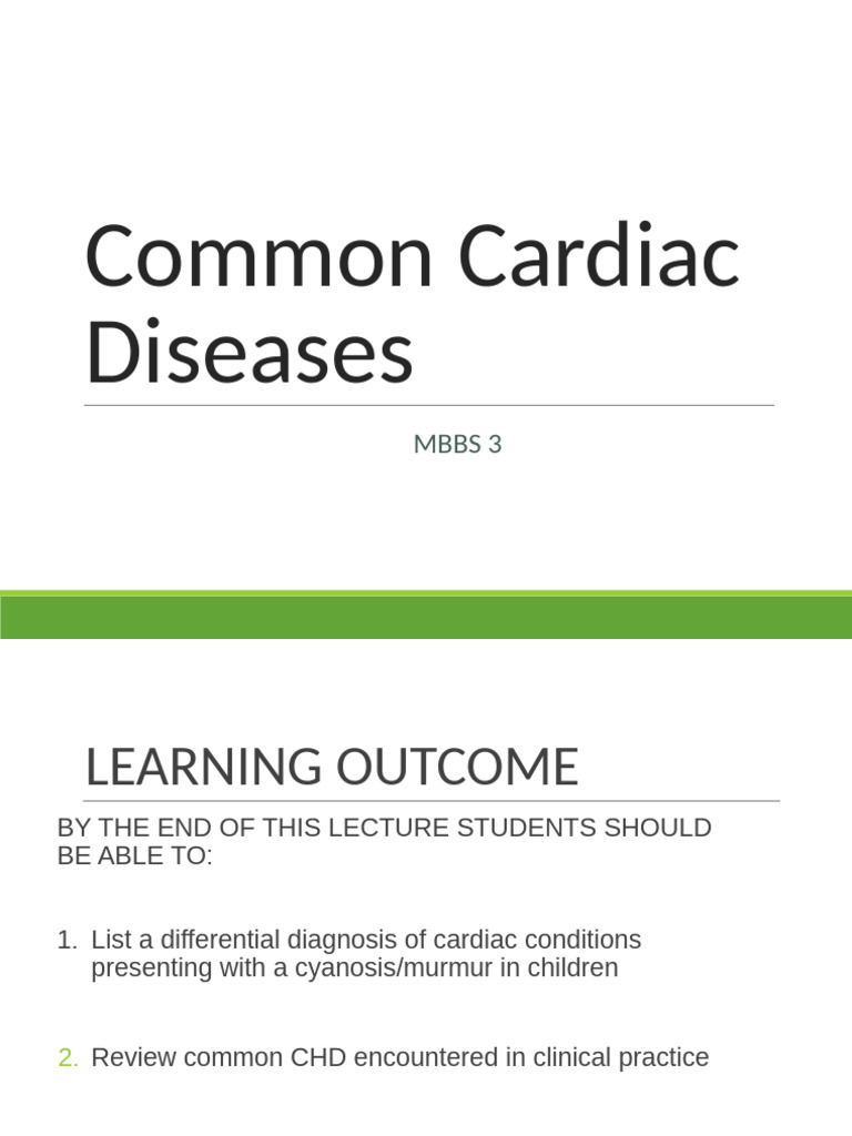 Common Cardiac Diseases | PDF | Congenital Heart Defect | Heart