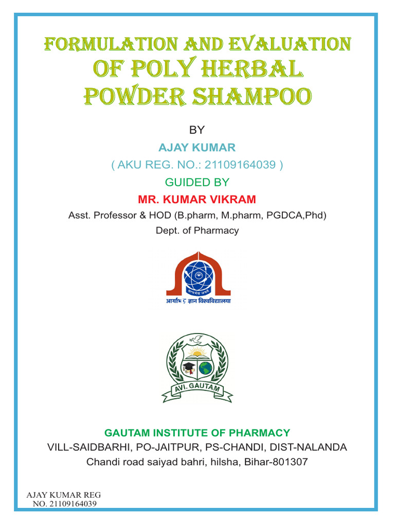 B Pharmacy 8th Sem Project 29/06/2025 Development and Evaluation of A ...