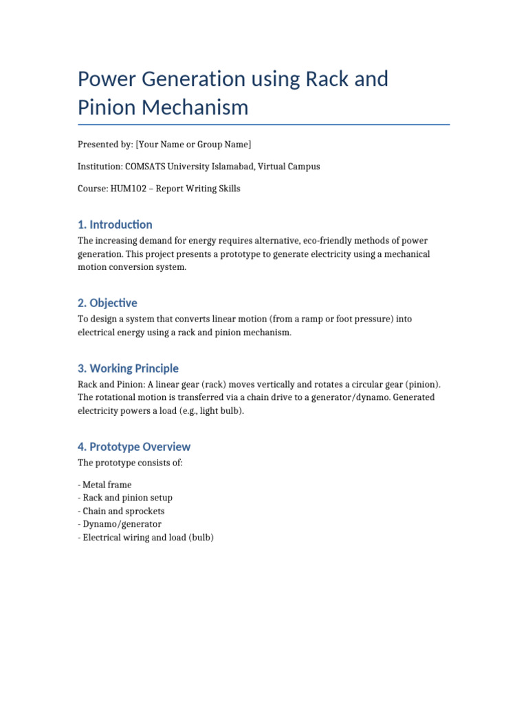 Rack and Pinion Presentation | PDF