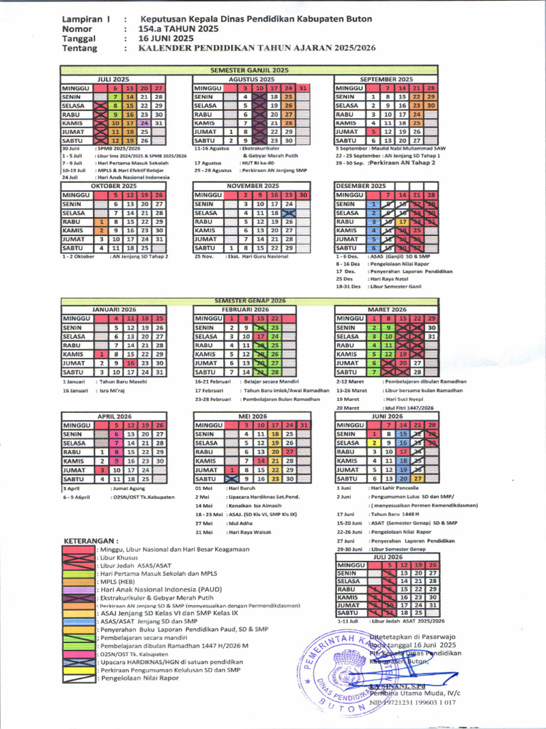 Revisi Lampiran 1 Kaldik 2025-2026 | PDF