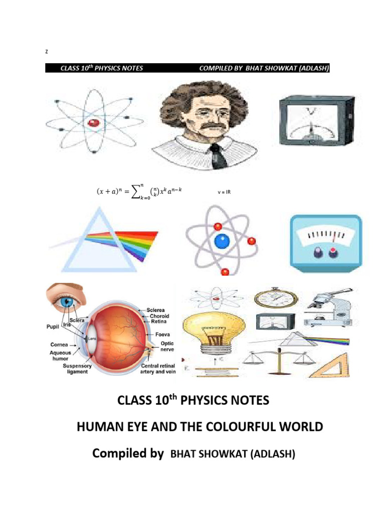 Class 10 Human Eye and Colourful World Notes by Bhat Showkat | PDF ...