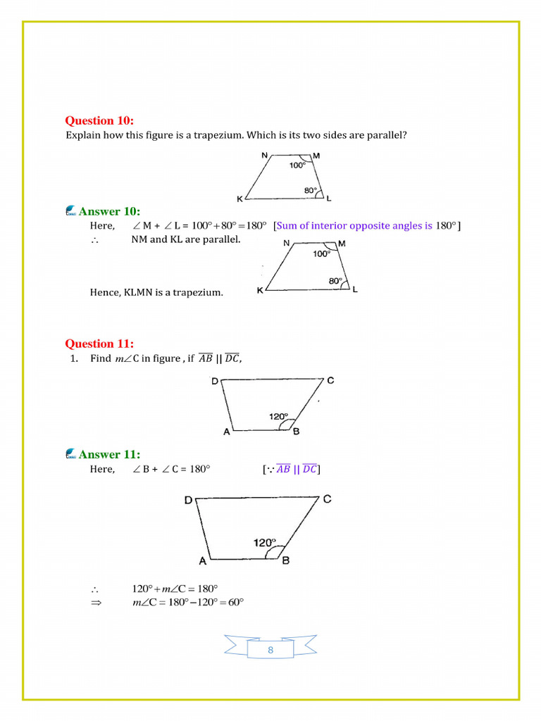 Opposite Angles in Trapezium KLMN | PDF
