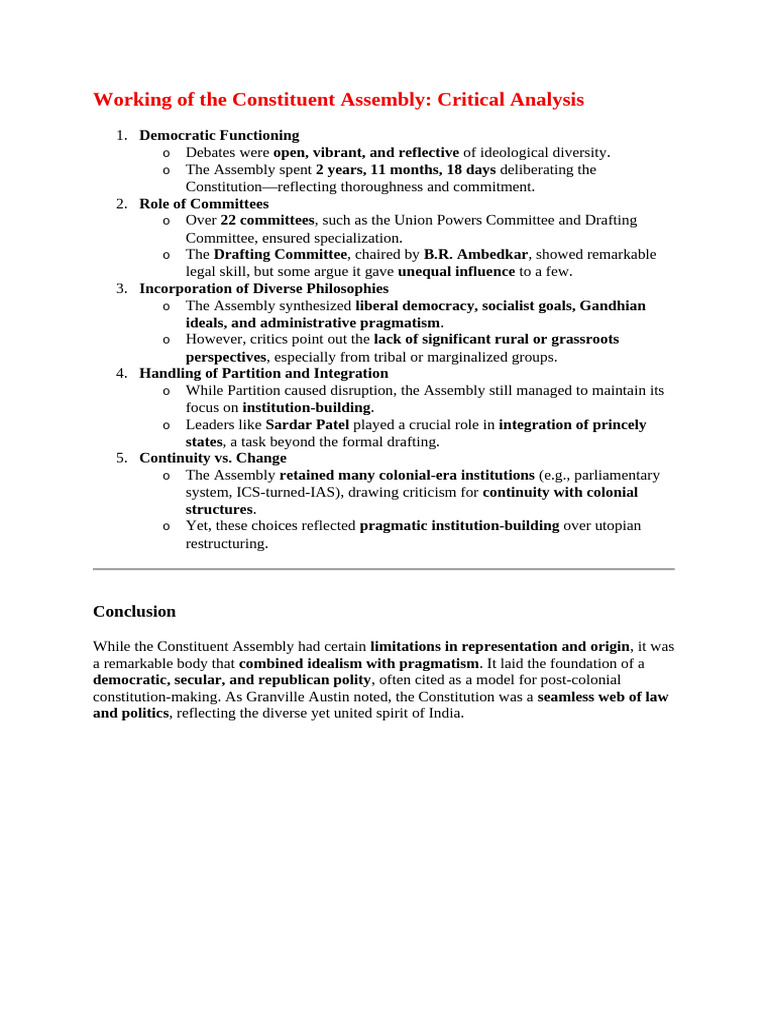 Critical Analysis of Constituent Assembly | PDF
