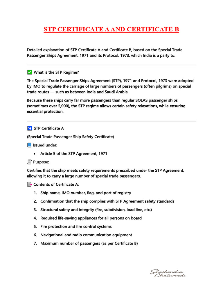 STP Certificate A & B Overview | PDF | Water Transport | Shipping