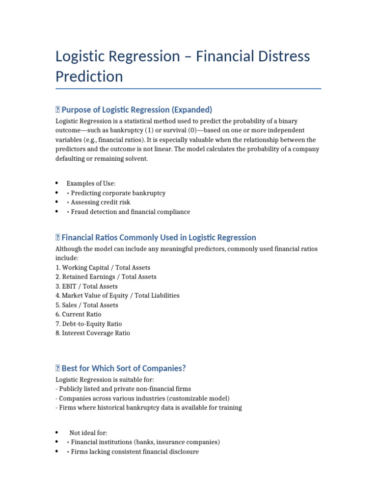 Logistic Regression Financial Modeling Expanded | PDF | Logistic Regression | Regression Analysis