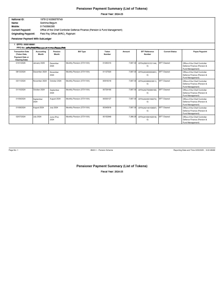 Sokina Begum | PDF | Payments | Pension