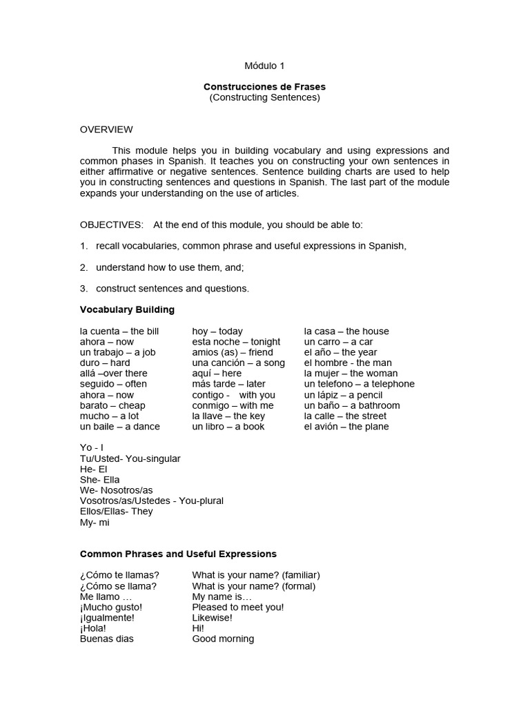 Module1-Advanced Spanish | PDF | Grammatical Conjugation | Verb