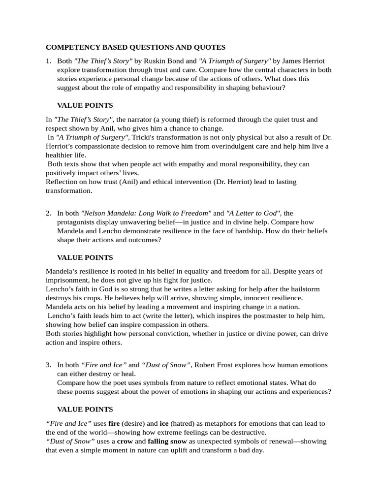 Competency Based Questions and Quotes | PDF | Justice | Crime & Violence