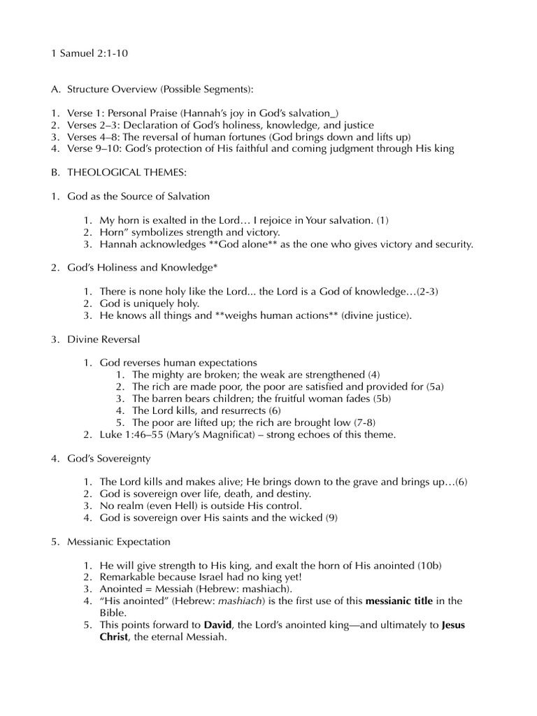Samuel Hannah's Prayer of Praise | PDF | Jesus | Abrahamic Religions
