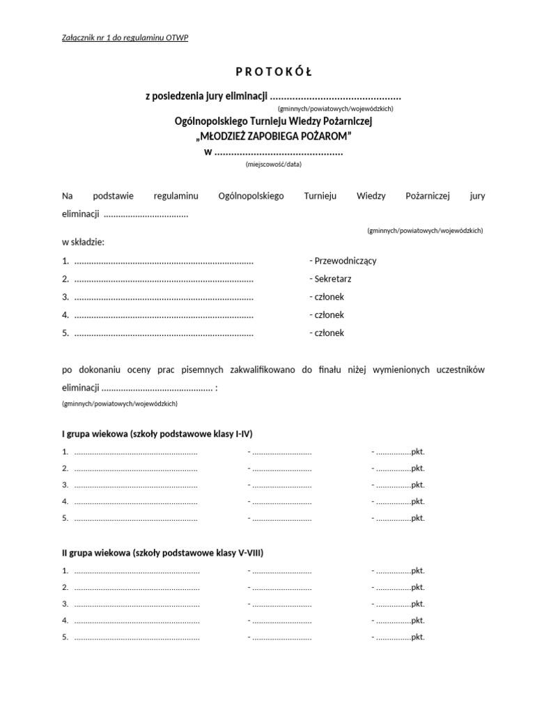 Zal 1 Protokol Z Posiedzenia JuryOTWP | PDF