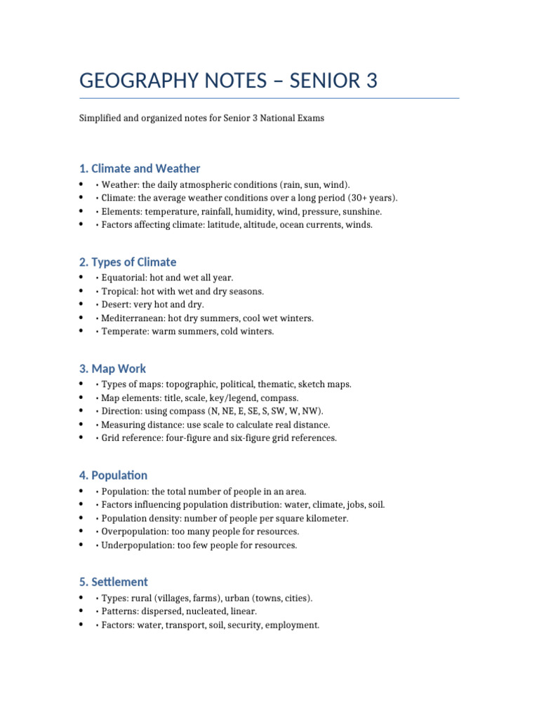 S3 Geography Notes English | PDF