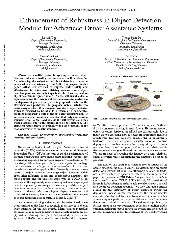Enhancement of Robustness in Object Detection Module For Advanced ...