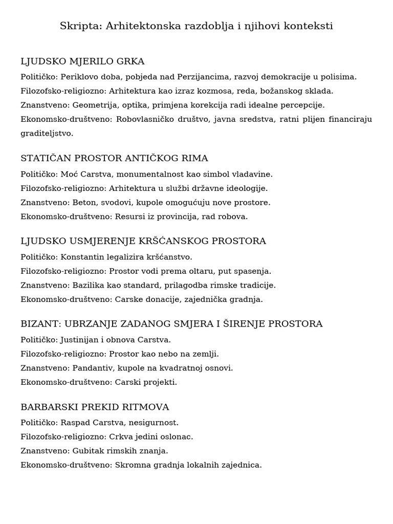Skripta Arhitektonska Razdoblja Zevi | PDF