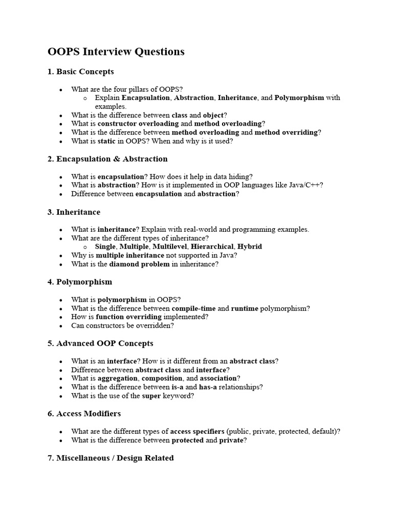 OOPS Interview Questions | PDF