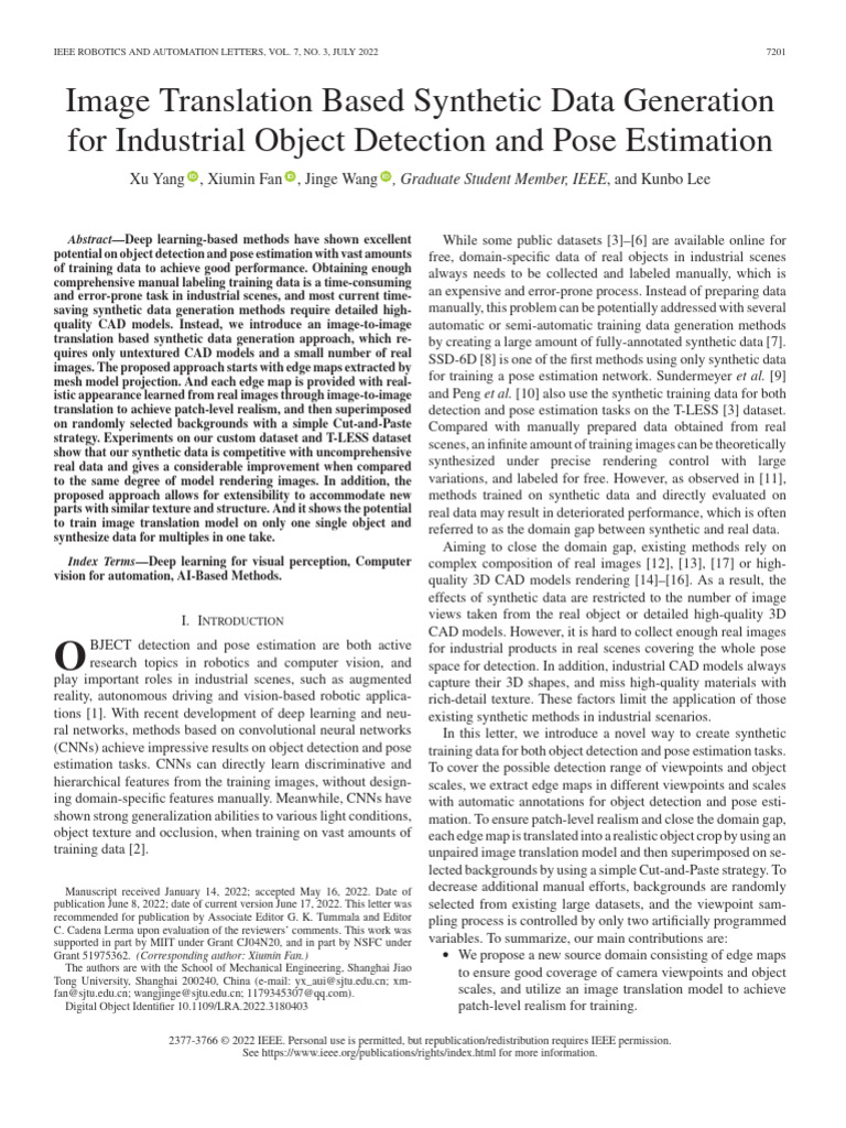 Image Translation Based Synthetic Data Generation For Industrial Object Detection and Pose ...