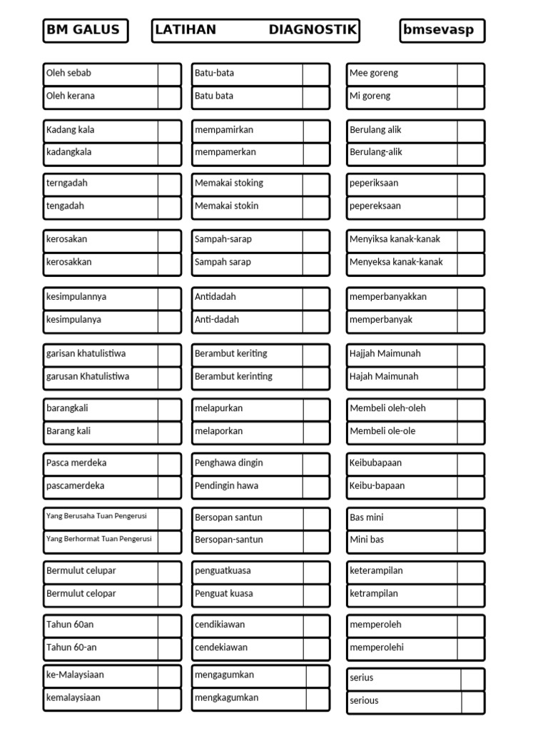 Galus - Latihan Diagnostik Bahasa | PDF