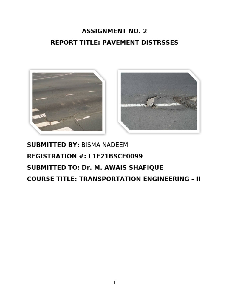 Transportation Eng Assignment | PDF | Road Surface | Road