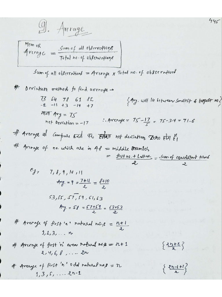 Average Formula Sheet | PDF