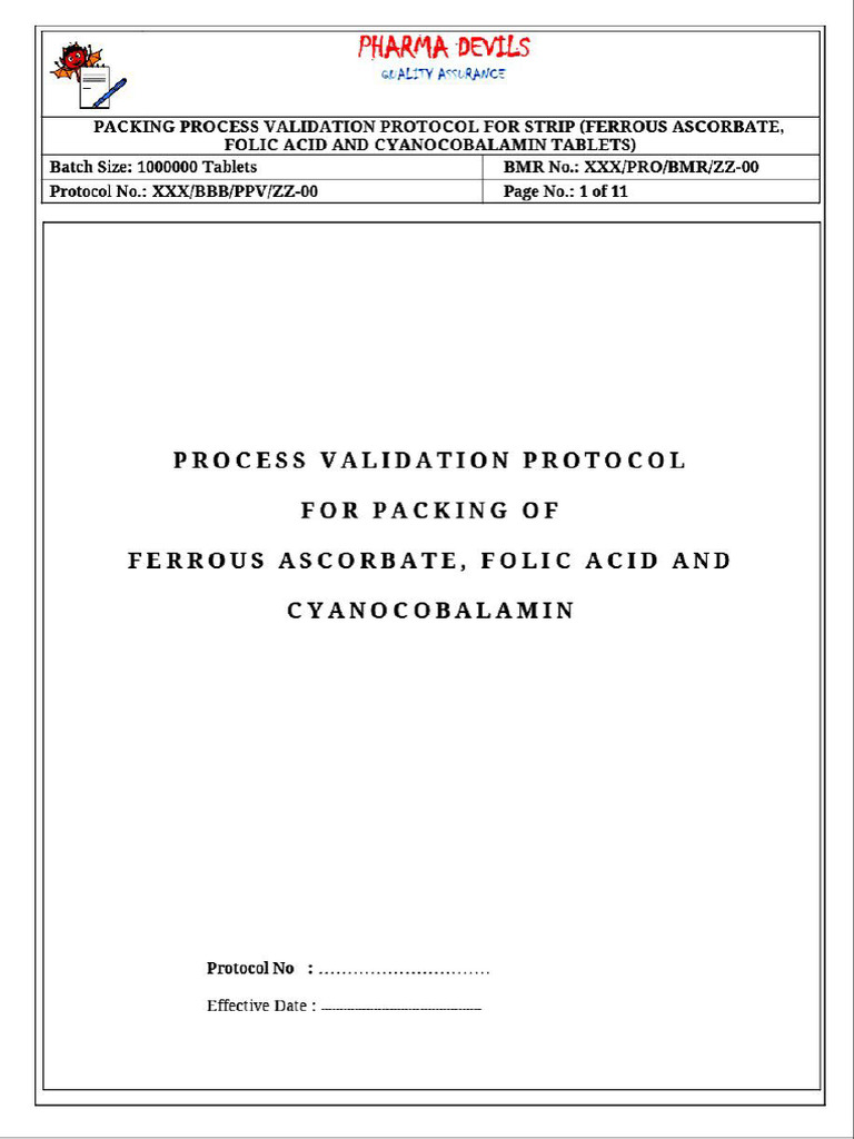 Process Validation Protocol For Packing | PDF