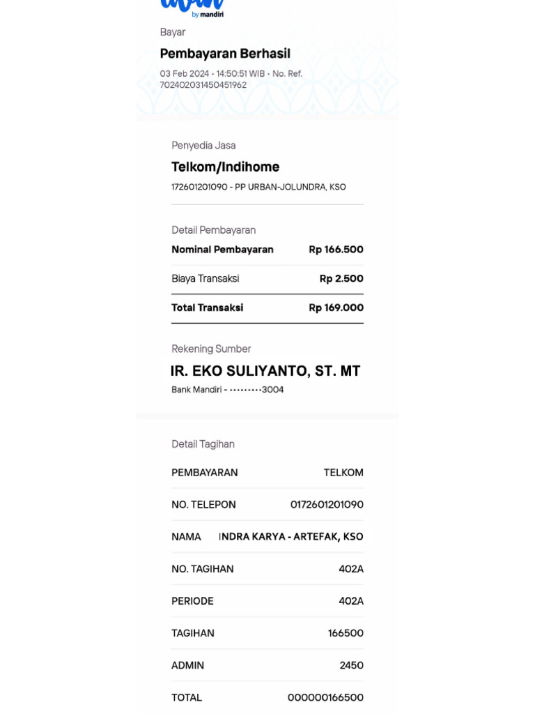 Bukti Pembayaran RS Unram | PDF