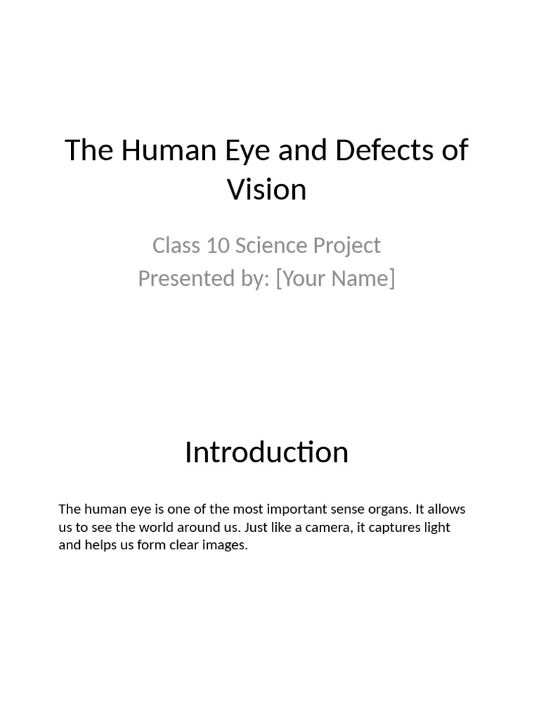 Mature Human Eye Project | PDF