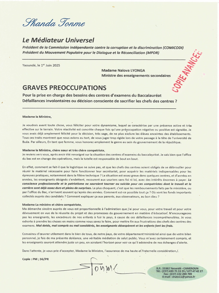 PDF - Go - Minsec Lettre Sur Les Centres Du Bac | PDF