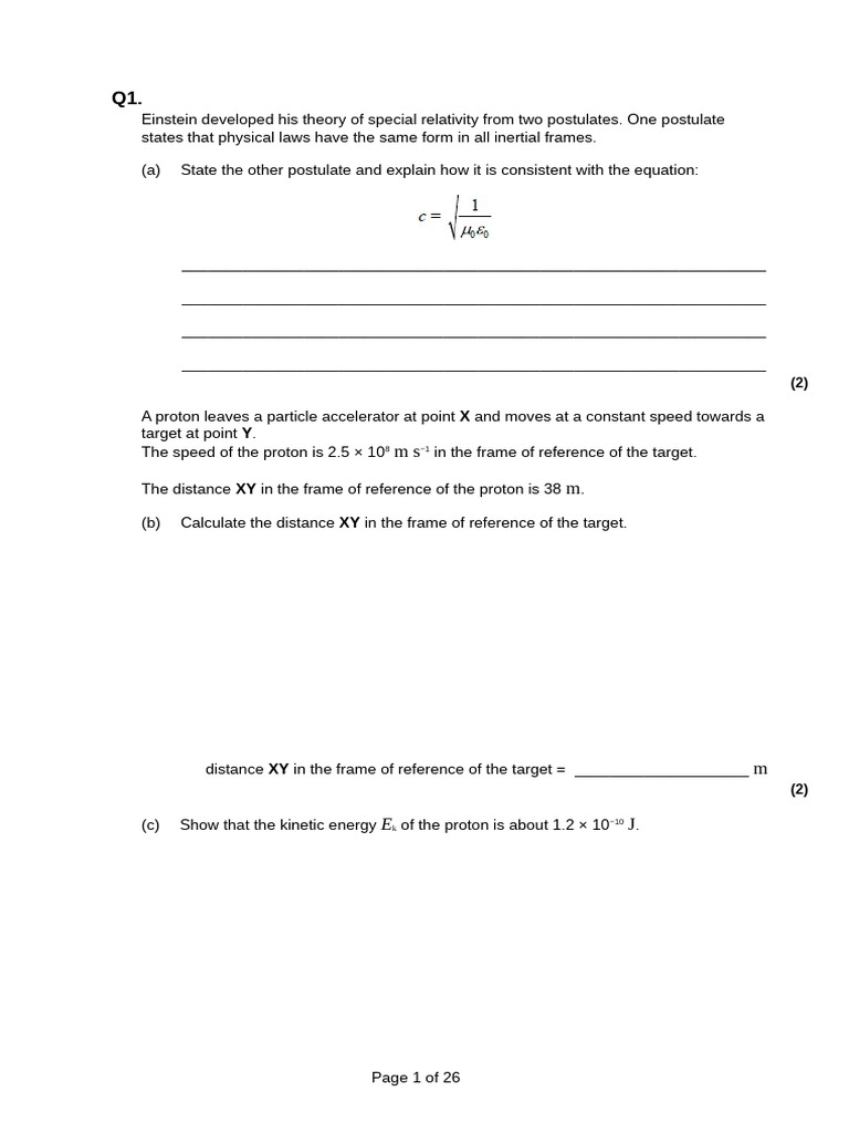 3.12.3.2-Einstein's Theory of Special Relativity - 1 | PDF ...