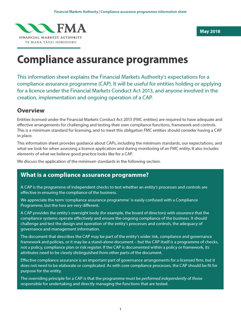 Compliance Assurance Program Guidance | PDF | Regulatory Compliance | Audit