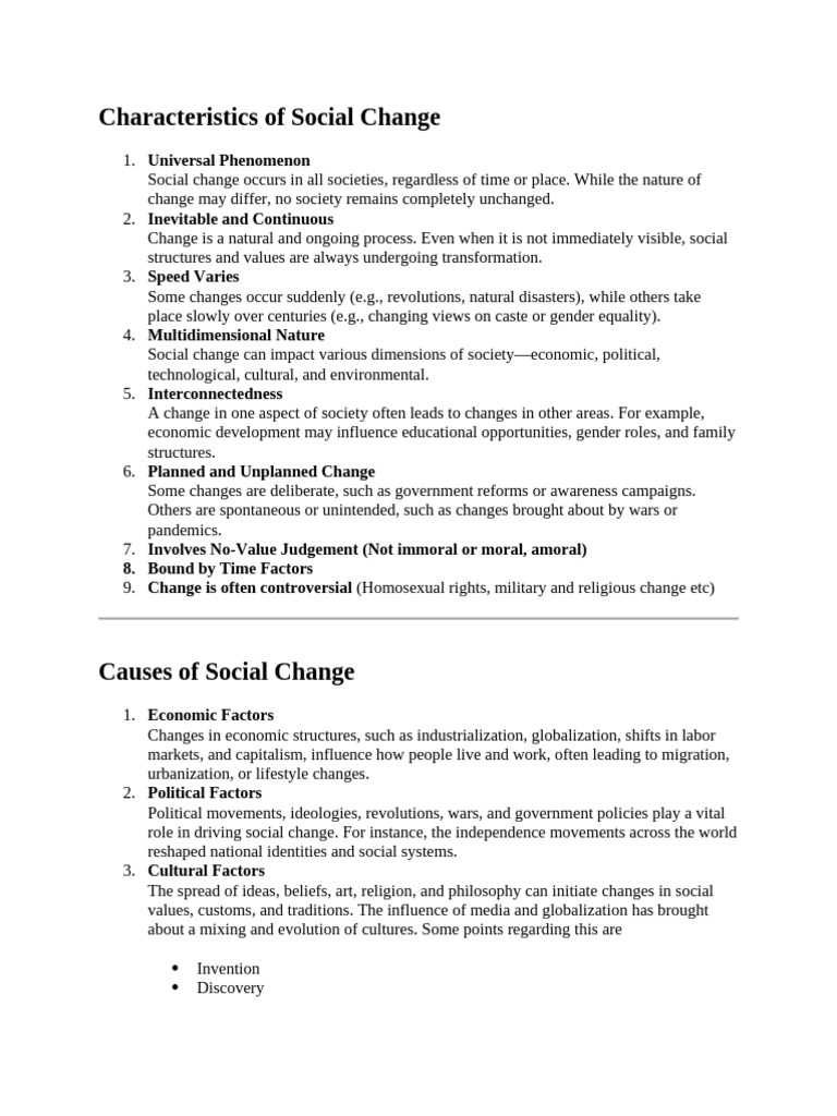Key Characteristics of Social Change | PDF | Revolutions ...