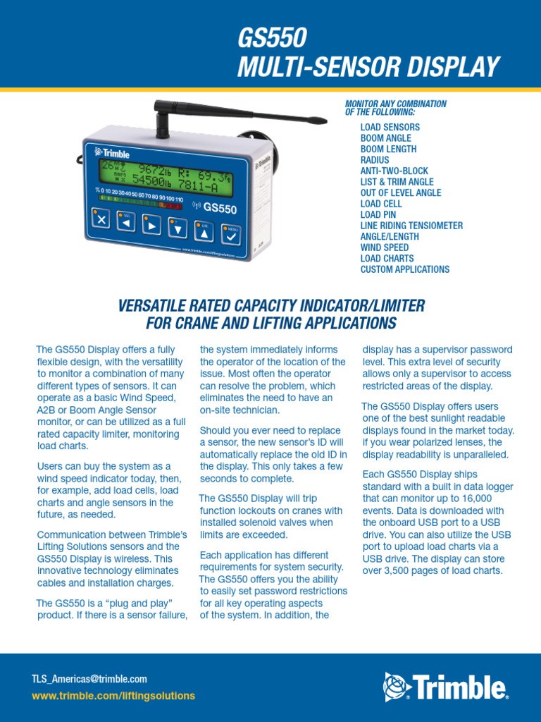 GS550 Multi-Sensor Display Overview | PDF | Usb | Crane (Machine)