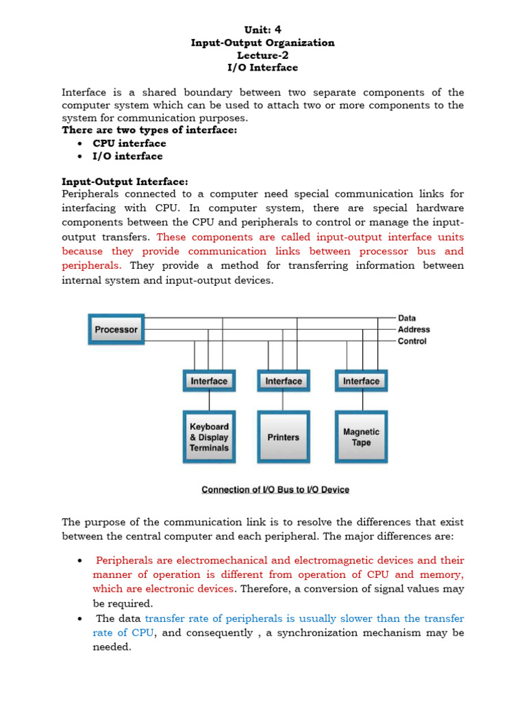 Unit 3 Io Interface Notes COA | PDF | Input/Output | Usb