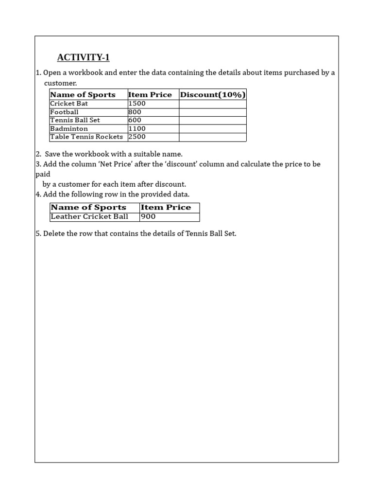 Excel Activities for Data Management | PDF | Worksheet | Spreadsheet