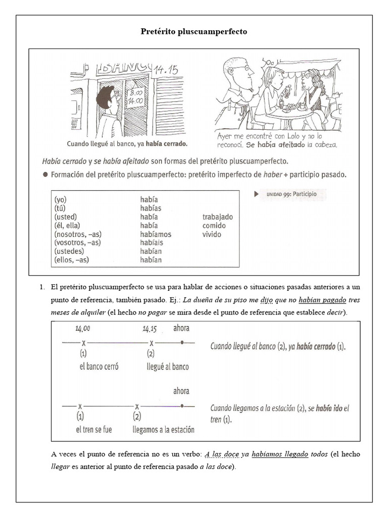 Pretérito Pluscuamperfecto | PDF