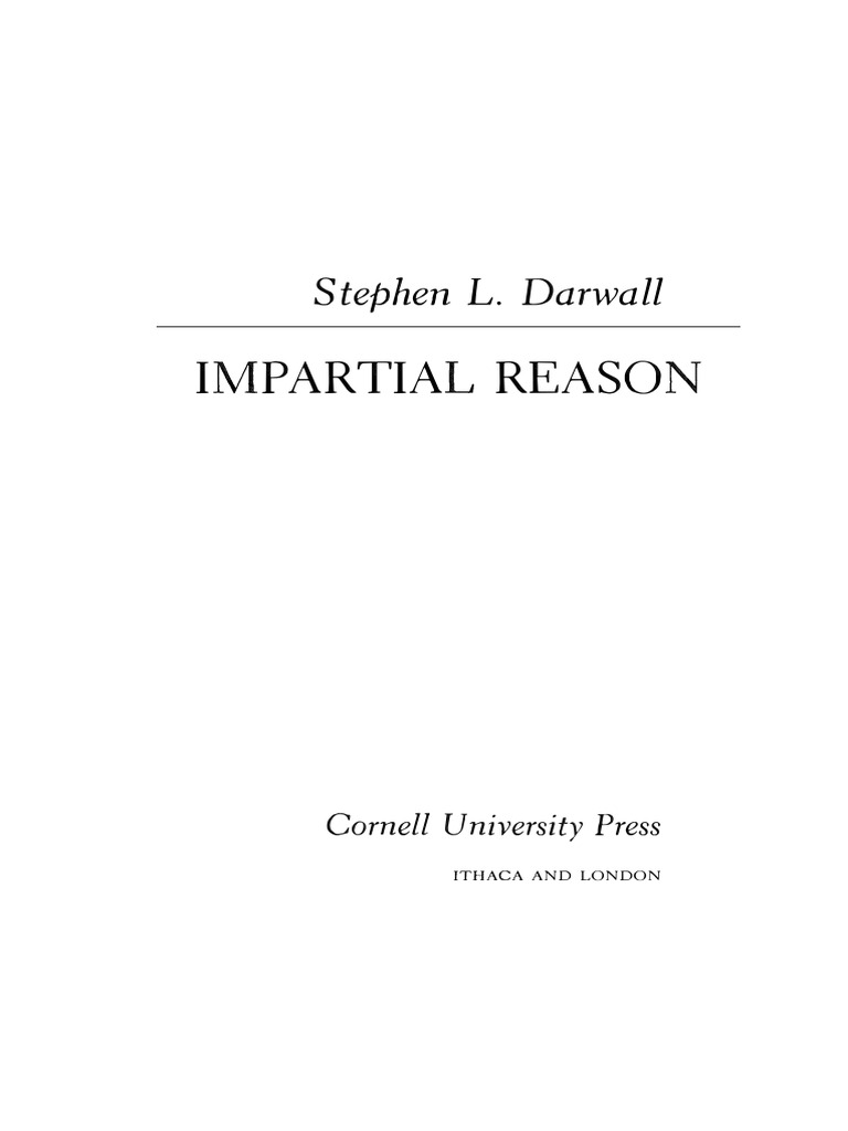 Stephen L. Darwall - Impartial Reason-Cornell University Press (1985 ...