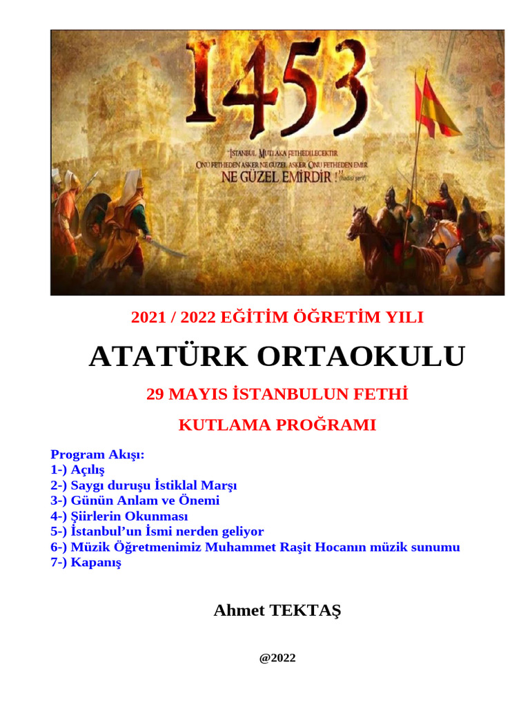 Istanbul Un Fethi Kutlama Programi | PDF