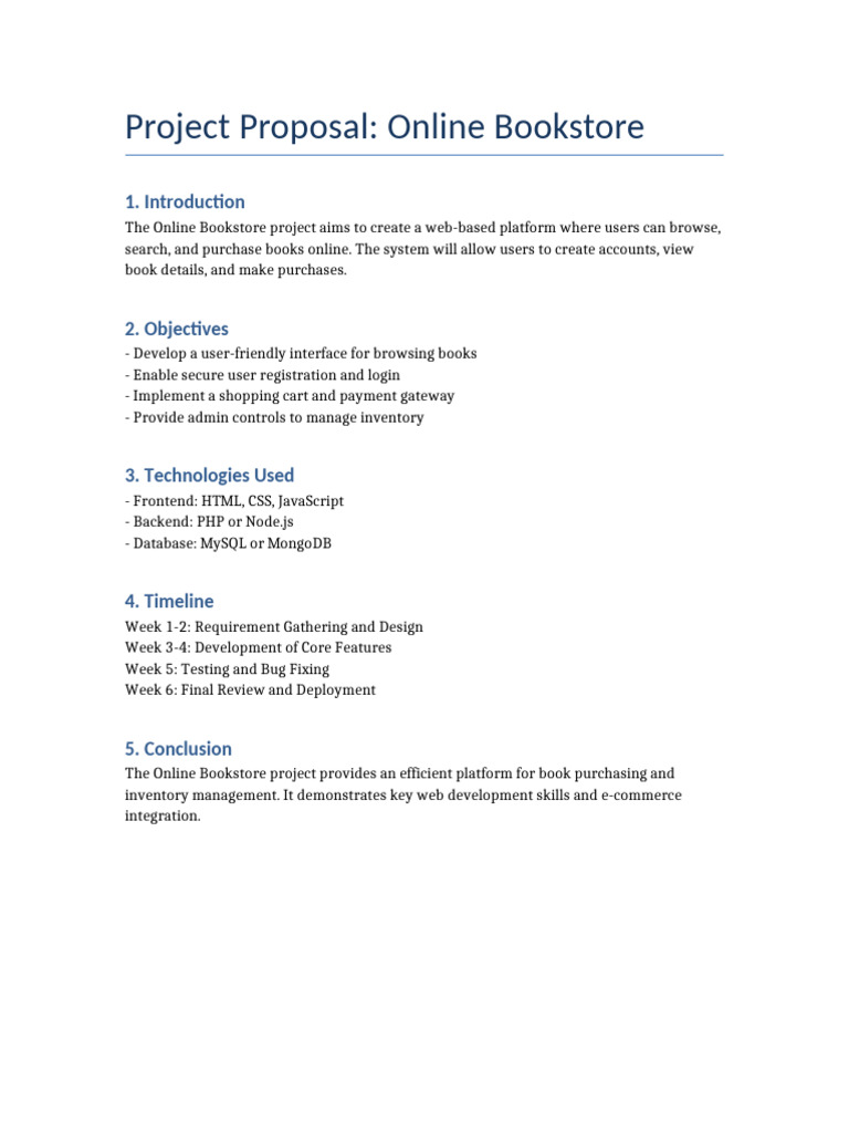 Online Bookstore Proposal | PDF